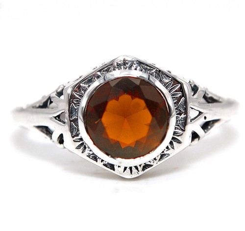 2CT Natural Fire Garnet 925 Sterling Silver Filigree Ring Jewelry Sz 7 ...