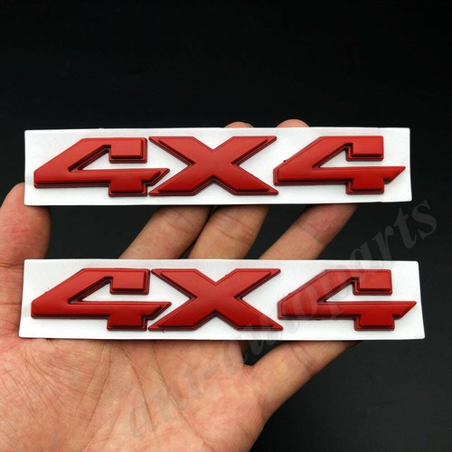 2pcs Metal Red 4X4 Trunk Rear Emblem Badge Decal Sticker Turbo V6 Sport ...
