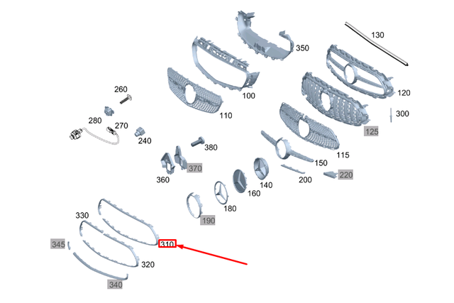 MERCEDES-BENZ E C238 RADIATOR GRILLE SURROUND TRIM A2138858204 GENUINE ...