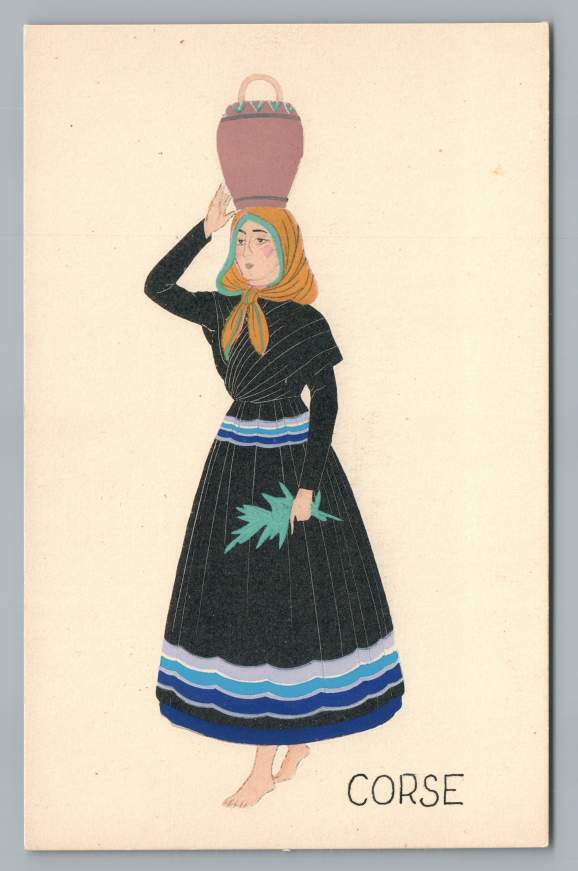 Corsican Girl~Antique Native Dress Hand Colored CPA Fille Corse ...