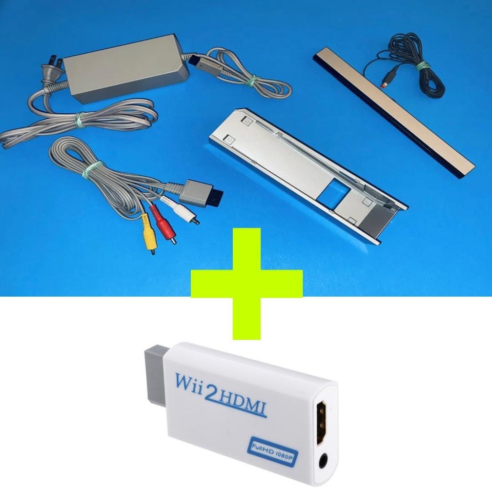 Genuine OEM Original Nintendo Wii Power Cord, AV Cable, Sensor & Stand ...