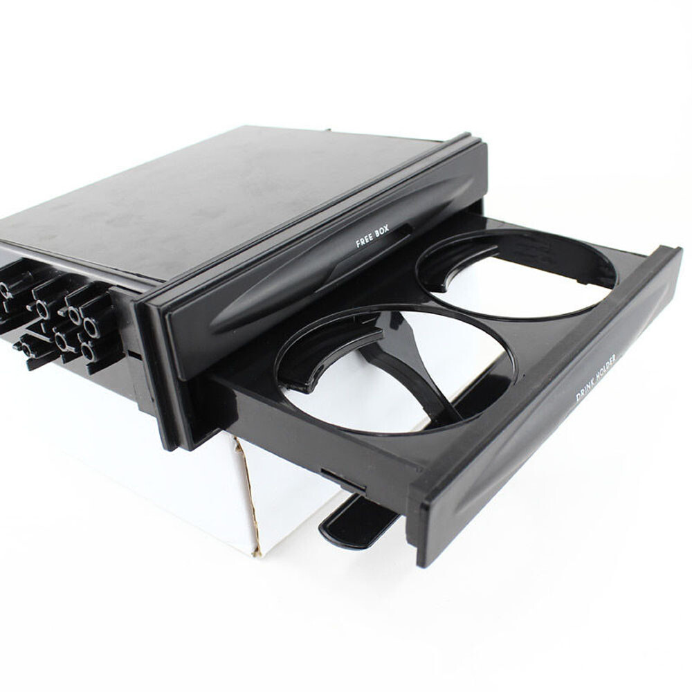 Car Dash Double Din Drink Cup Holder Radio Pocket Storage Box Black ...