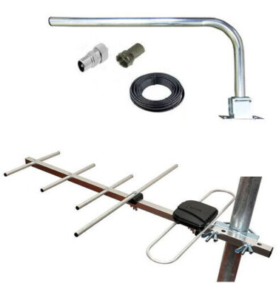 DIGITAL TV AERIAL KIT FREEVIEW HD INDOOR OUTDOOR LOFT CARAVAN SHED ...