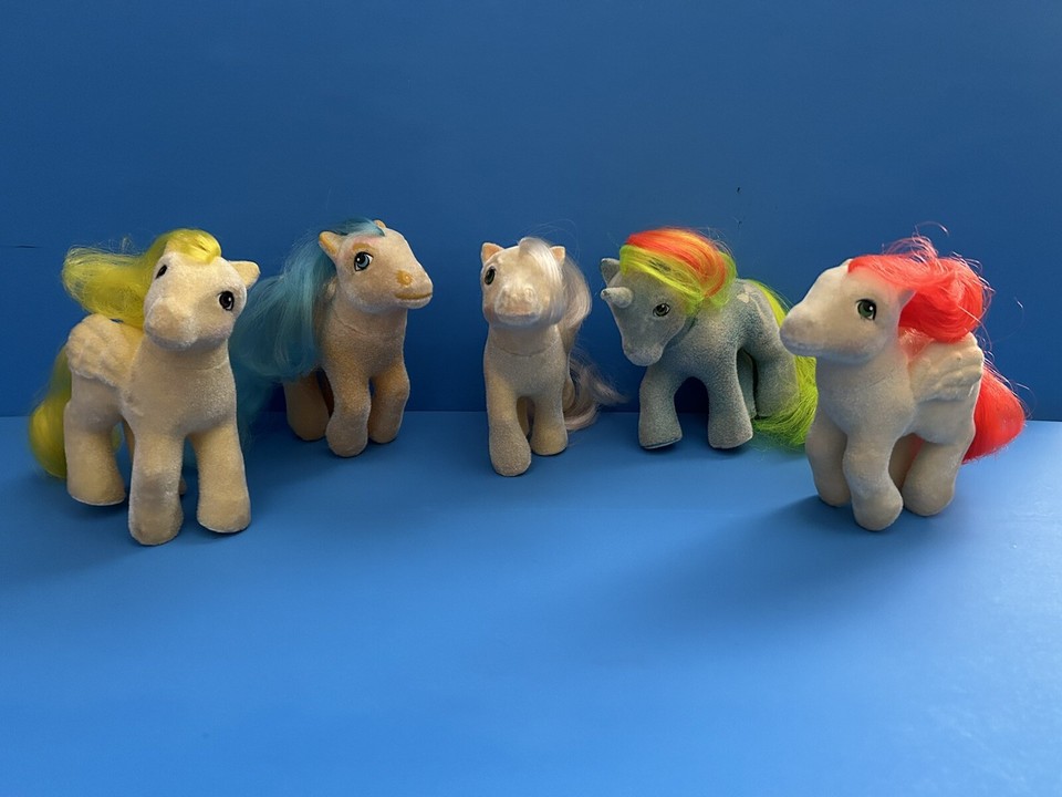 5 LOT-PRETTY FUZZY MY LITTLE PONY DOLLS-FIGURES-1 Unicorn-1980s-Hasbro ...
