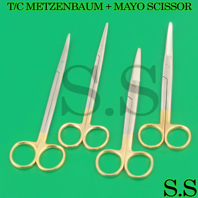 4 EA Surgical Operating Medical Mayo + METZENBAUM Scissors STR +CVD 6. ...