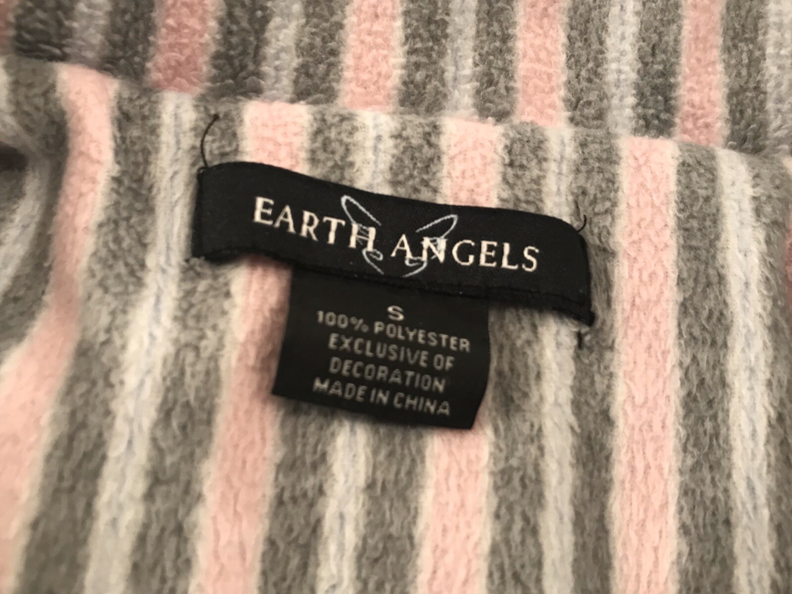 Earth Angels Women 2 Piece Pajama Set Pink Gray White Stripes Long ...