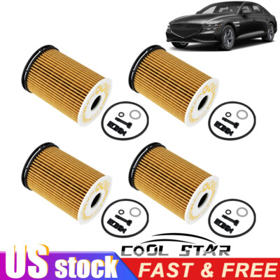 4PK Engine Oil Filter For Genesis GV70 GV80 G80 2.5L 2021-2023 26350 ...