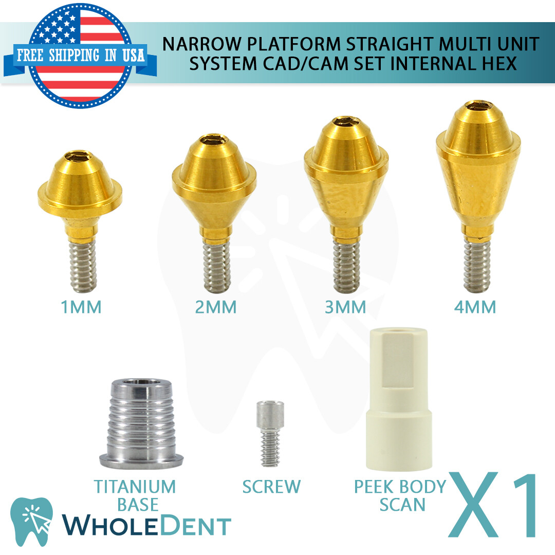 Narrow Platform Straight Multi Unit Scan Body Titanium Base Dental Hex ...