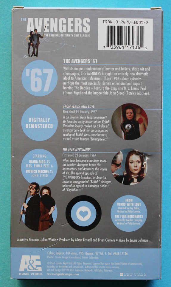 The Avengers '67 3 Volume Set Diana Rigg Patrick Macnee Digitally ...