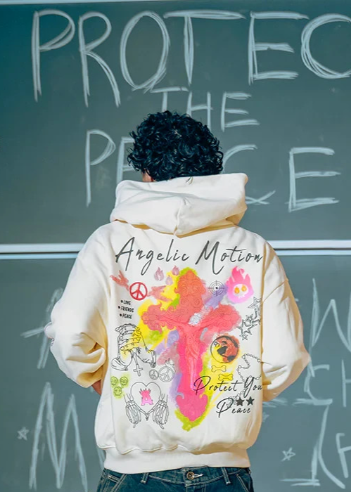 NWT Angelic Motion Hoodie Mens Sz S Jesus Art Graphic Pullover Peace ...