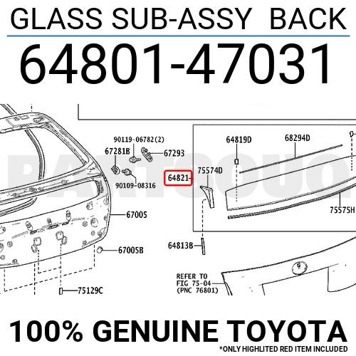 6480147031 Genuine Toyota GLASS SUB-ASSY BACK 64801-47031 | eBay