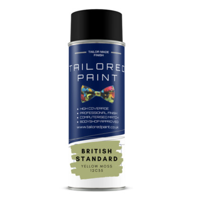 BRITISH STANDARD YELLOW MOSS 12 C35 1 GLOSS Aerosol Spray Paint Wood ...