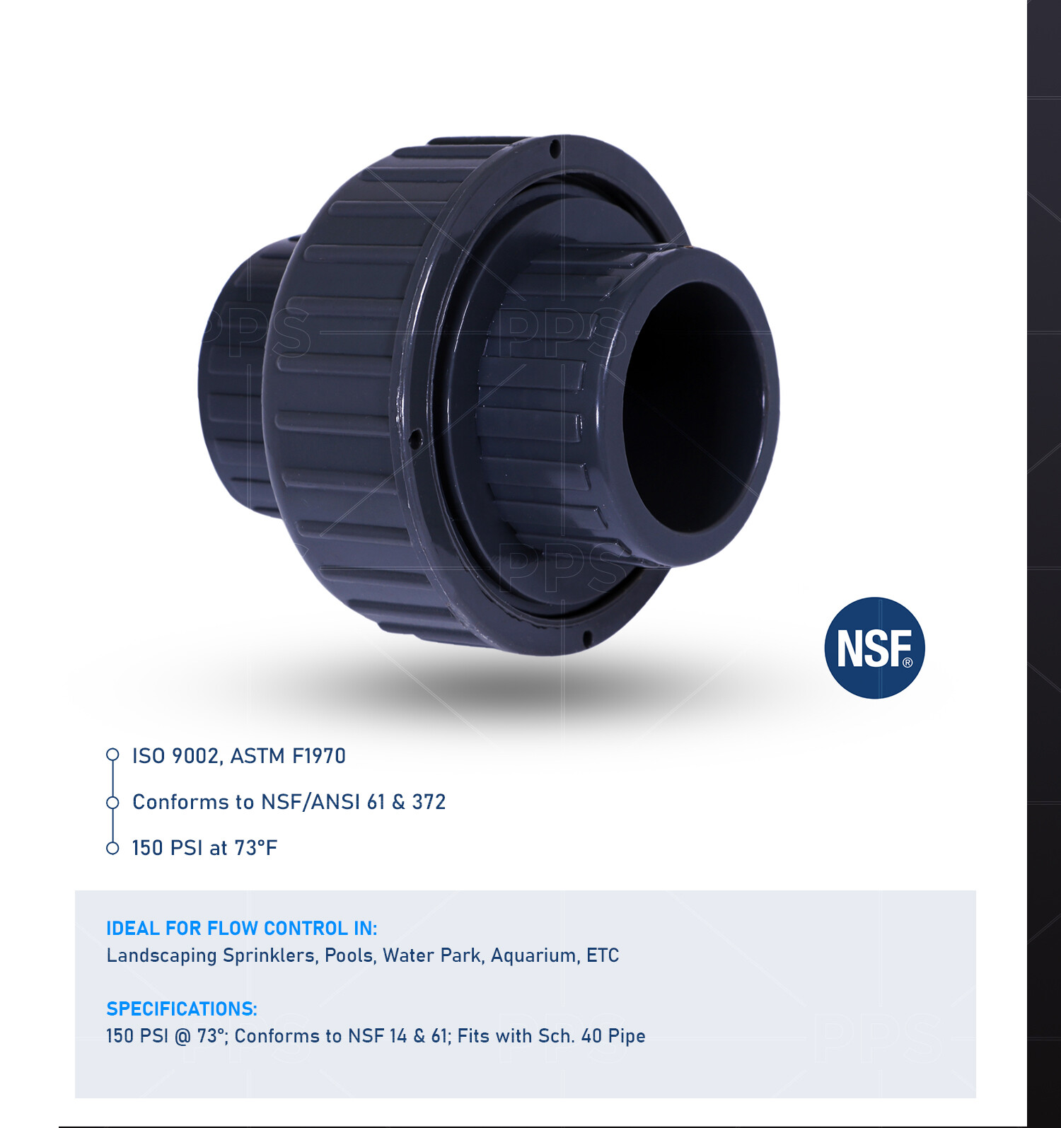 Midline Valve PVC Union Coupling Pipe Fitting 1/2''-2'' Solvent ...