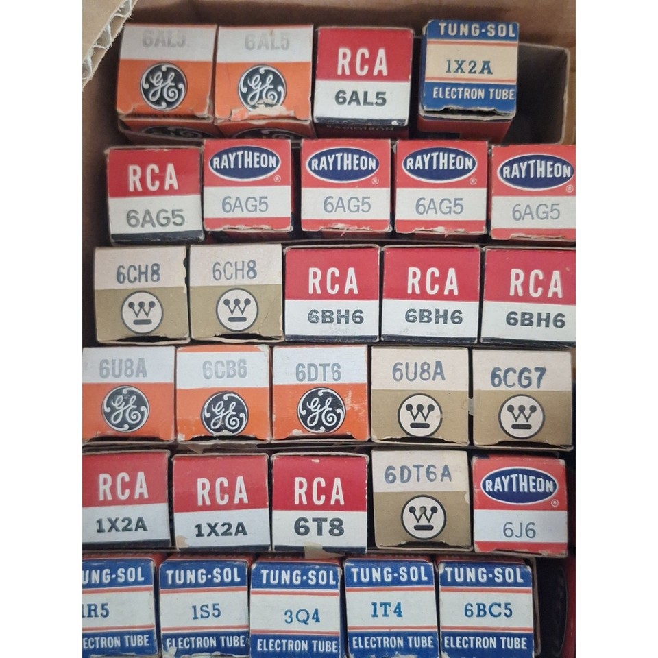 Vintage Vacuum Tubes Lot of 45 Boxed RCA Tung-Sol Raytheon GE Radio TV ...