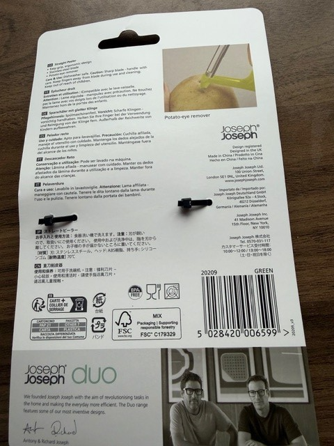 Joseph Joseph Duo Straight Peeler With Potato Eye Remover In Green ...