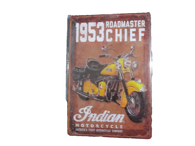 Indian Motorcycle Sign Metal 1953 ROADMASTER CHIEF NEW | eBay