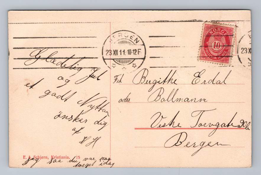 Floistuen Bergen Norway ~ Antique Hand Colored Collotype Postcard Cover ...