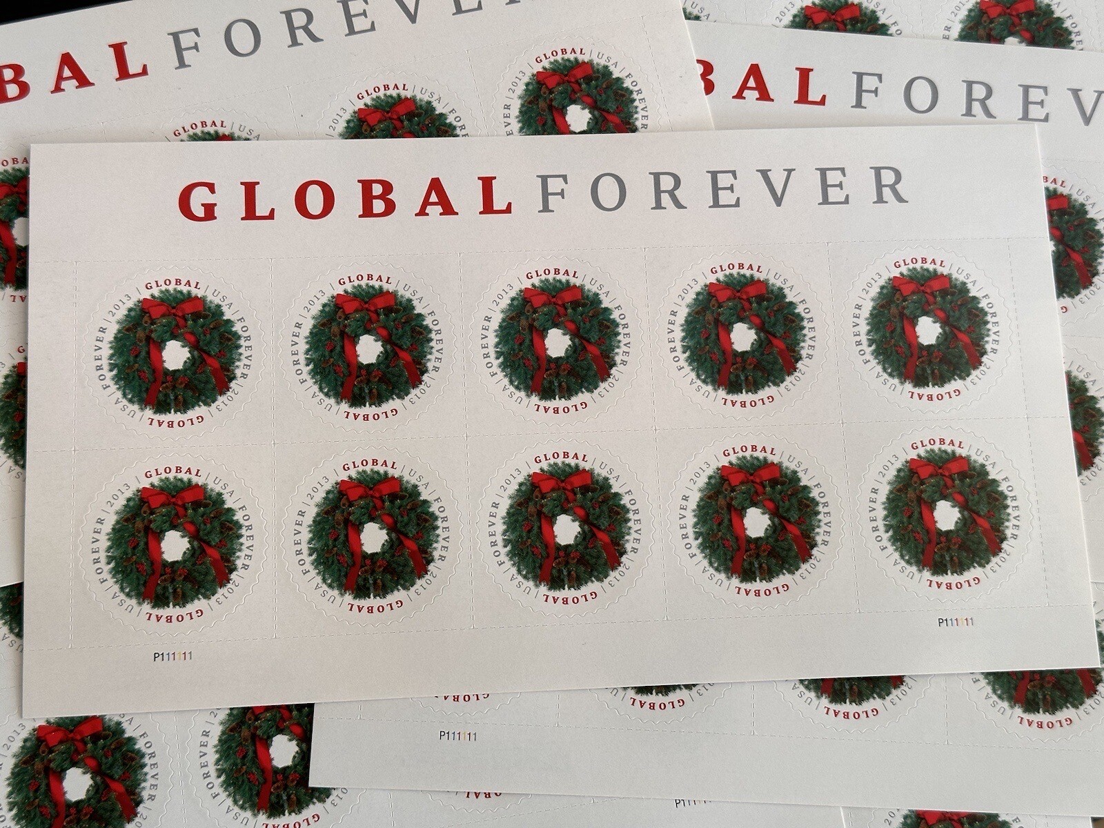 USPS Global Forever Stamp Evergreen Wreath Scott # 4814 Sheet Of 10 ...