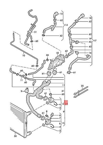 AUDI SKODA VW COOLANT HOSE WITH QUICK RELEASE COUPLING 5Q0121049R NO🇺🇸 ...