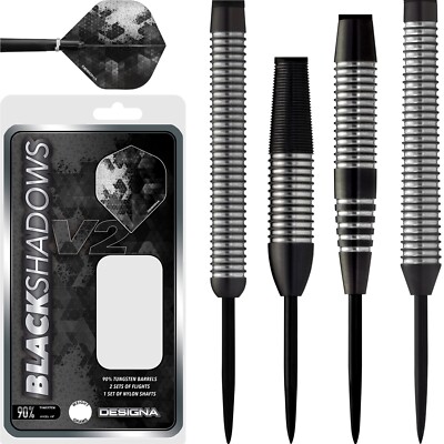 Designa Black Shadow V2 Darts Set 21g 22g 23g 24g 25g 26g grams 90% ...
