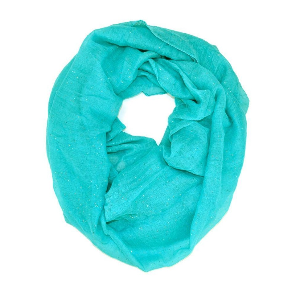 Solid Color Light Weight Thin Infinity Scarf Gold Glitter Circle Loop ...