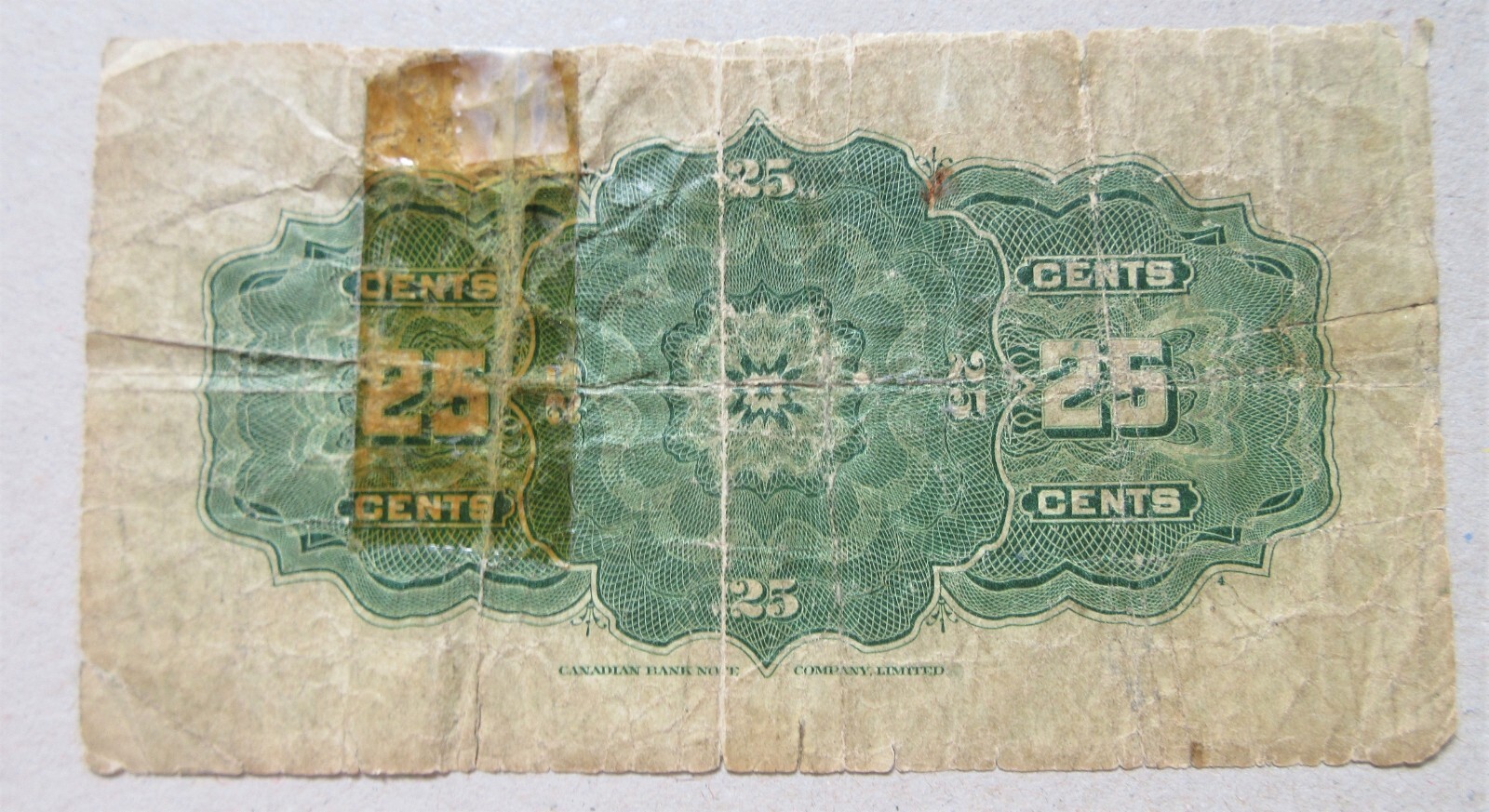 1923 Bank Dominion of Canada 25 Cents Bill Shinplaster. $0.25 Note (PS1 ...