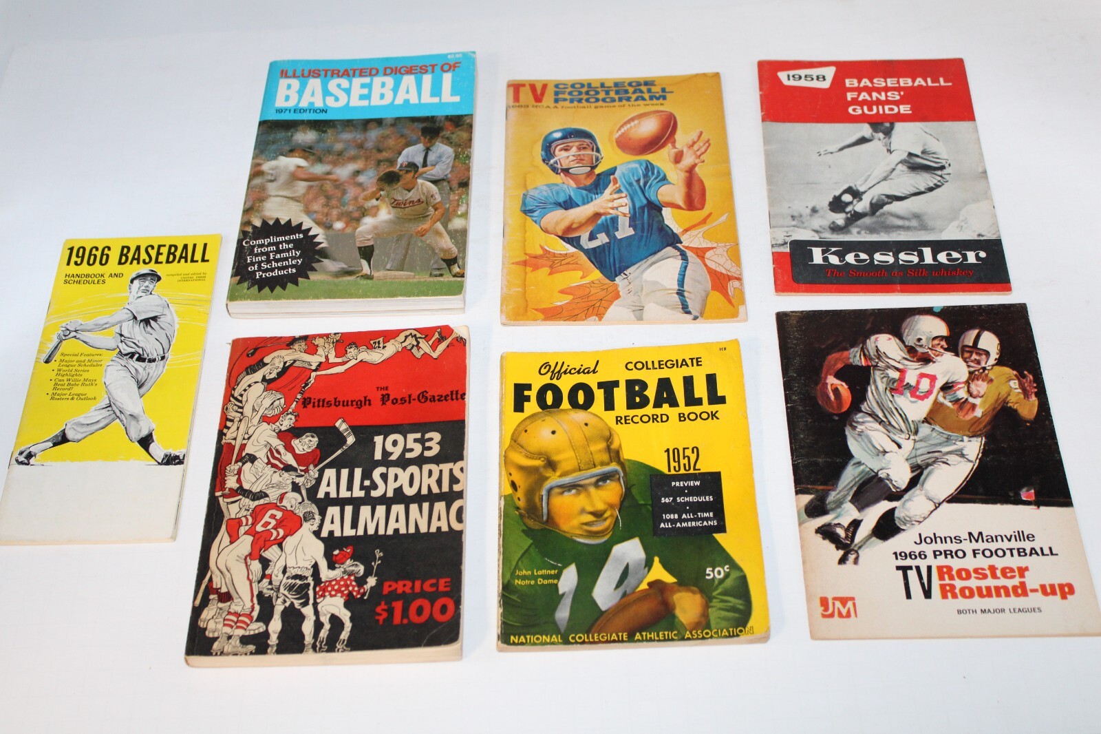 Vintage Sports Book Magazine lot of 7, 1950s-1970's, Football, Baseball ...