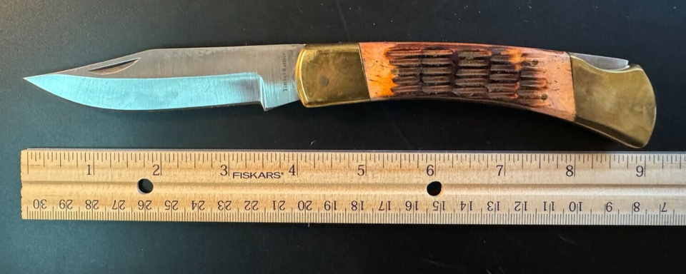 Timber Rattler Folding Knife, Surgical Steel Blade, Leather Sheath ...