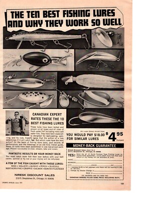 1971 NIRESK DISCOUNT SALES PRINT AD , 10 BESTFISHING LURES PACKAGE ...