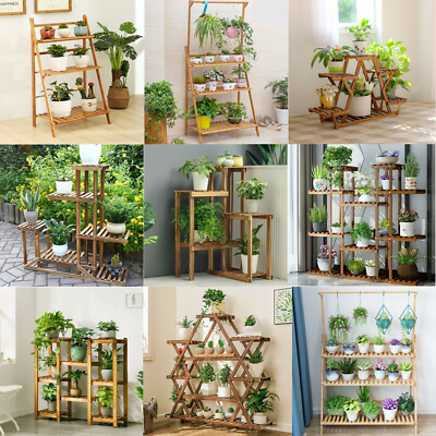4/5 Tier Flower Plant Pot Shelf Stand Display Ladder Garden Rack Holder ...