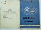 Vintage Original Lunch Dinner Menu MATSOS RESTAURANT Arlington VA | eBay