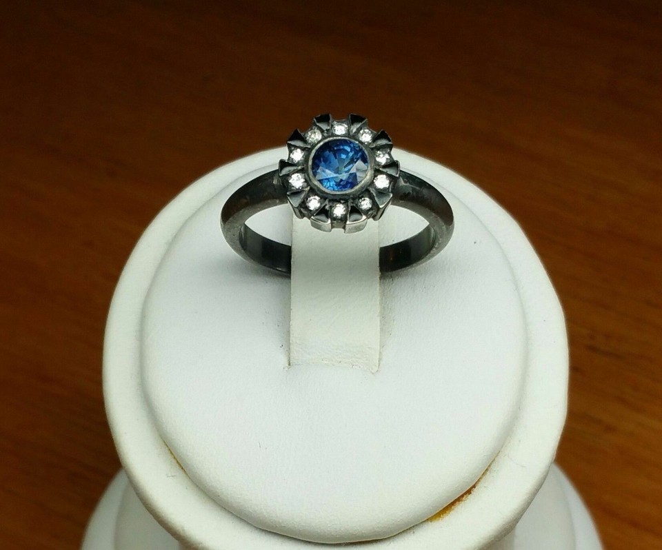 Iron Man 1.10Cts Arc Reactor Ring Lab Created Sapphire In 935 Argentium ...