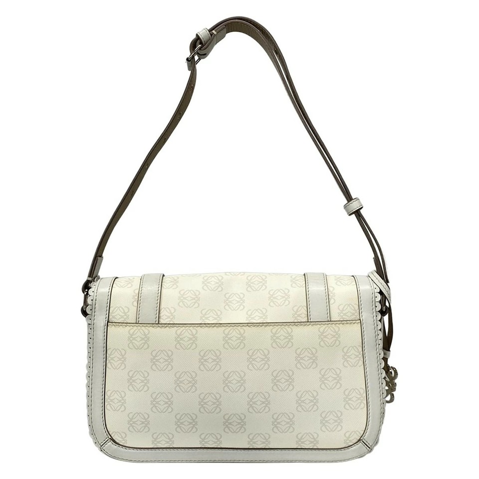 Y0924 LOEWE Anagram Pattern Shoulder Bag Ribbon Ivory x Light Gray ...
