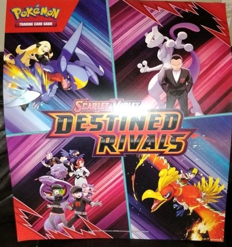 Pokemon Destined Rivals Promo Poster GameStop RARE Scarlet Violet Team ...