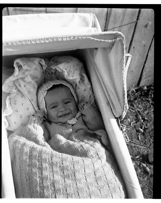 1940s Era Germany Photo Negative Bundled Up Baby Outside In Bassinet | eBay