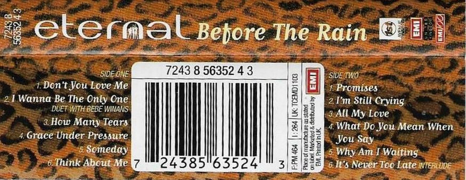 ETERNAL BEFORE THE RAIN CASSETTE ALBUM HIP HOP RnB/Swing 12 tracks ...