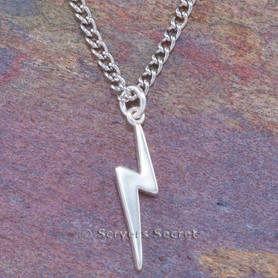 925 sterling silver LIGHTNING BOLT Thunder Flash Charm Pendant Necklace ...