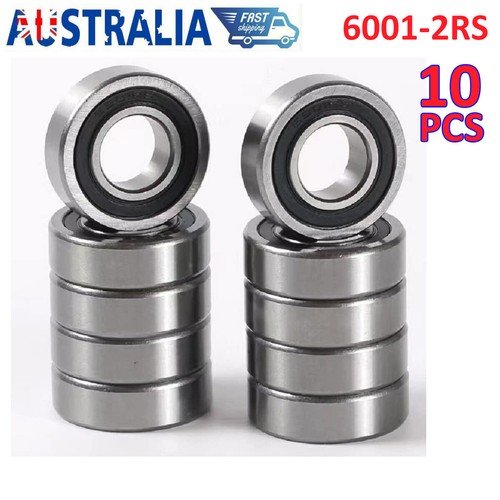 10X 6001RS 12mm x 28mm x 8mm Rubber Sealed Deep Groove Ball Bearing ...