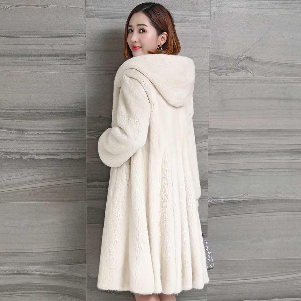 Mink Long Sleeve Large Medium Length Mink Fur Coat Women Mink Coat ...