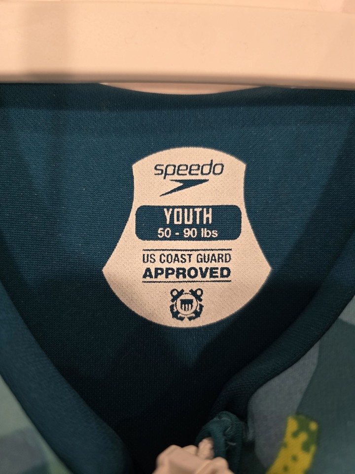 Speedo Junior PFD Kids' Life Jacket Vest - Aqua Blue/Green Youth 50-90 ...