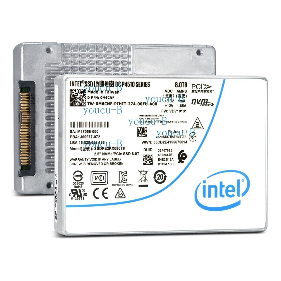Intel P4510 8TB SSD 2.5" NVME U.2 Enterprise Solid State Drive ...