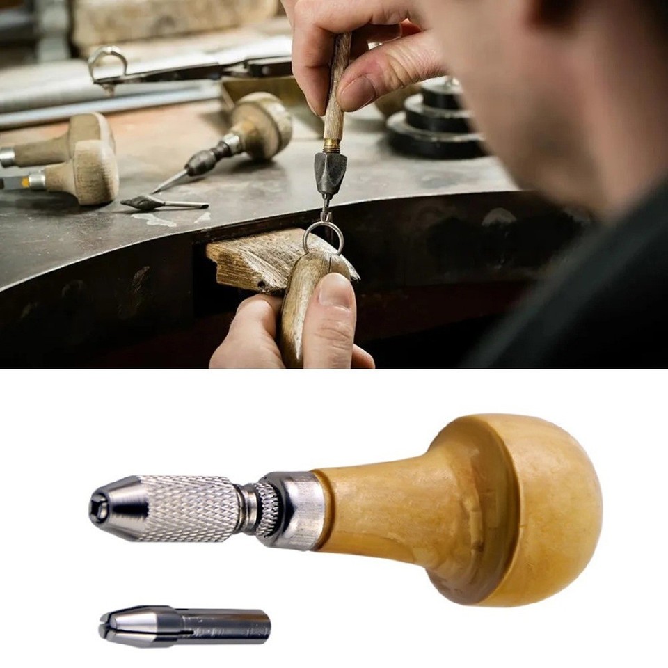 Jeweler Pin Vise Vice Wooden Handle with Chuck for Precision Jewelry ...