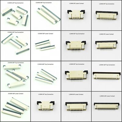 FFC/FPC Flat Cable Connector Socket 0.5mm 1.0mm 4P-60P TOP/BOTTOM | eBay