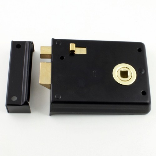 Double Handed Black Rim Night Latch and Snib 100 x 75mm Locking Door ...