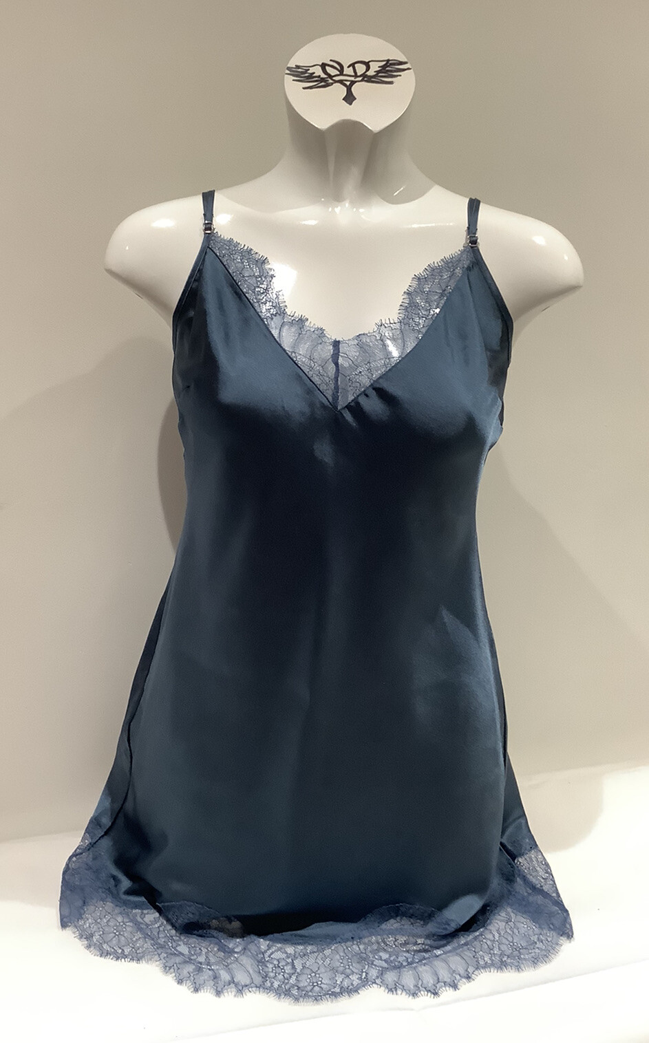 Victoria’s Secret Dark Teal Blue Satin Lace Trim Stra… - Gem