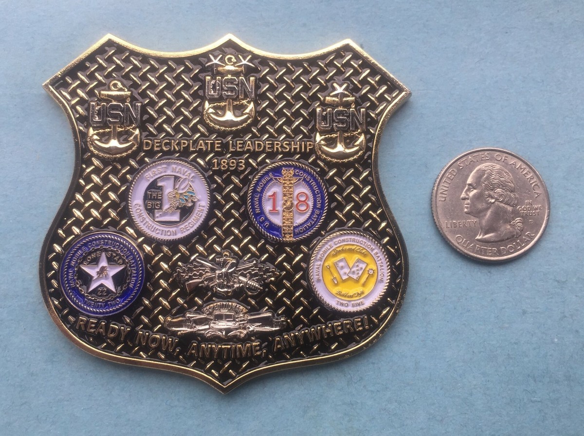 Seabees Navy Chief Challenge Coin US NAVY SEABEES CHALLENGE COIN