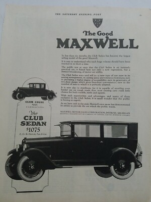 1924 the good Maxwell motor sales club sedan Coupe touring cars vintage ...
