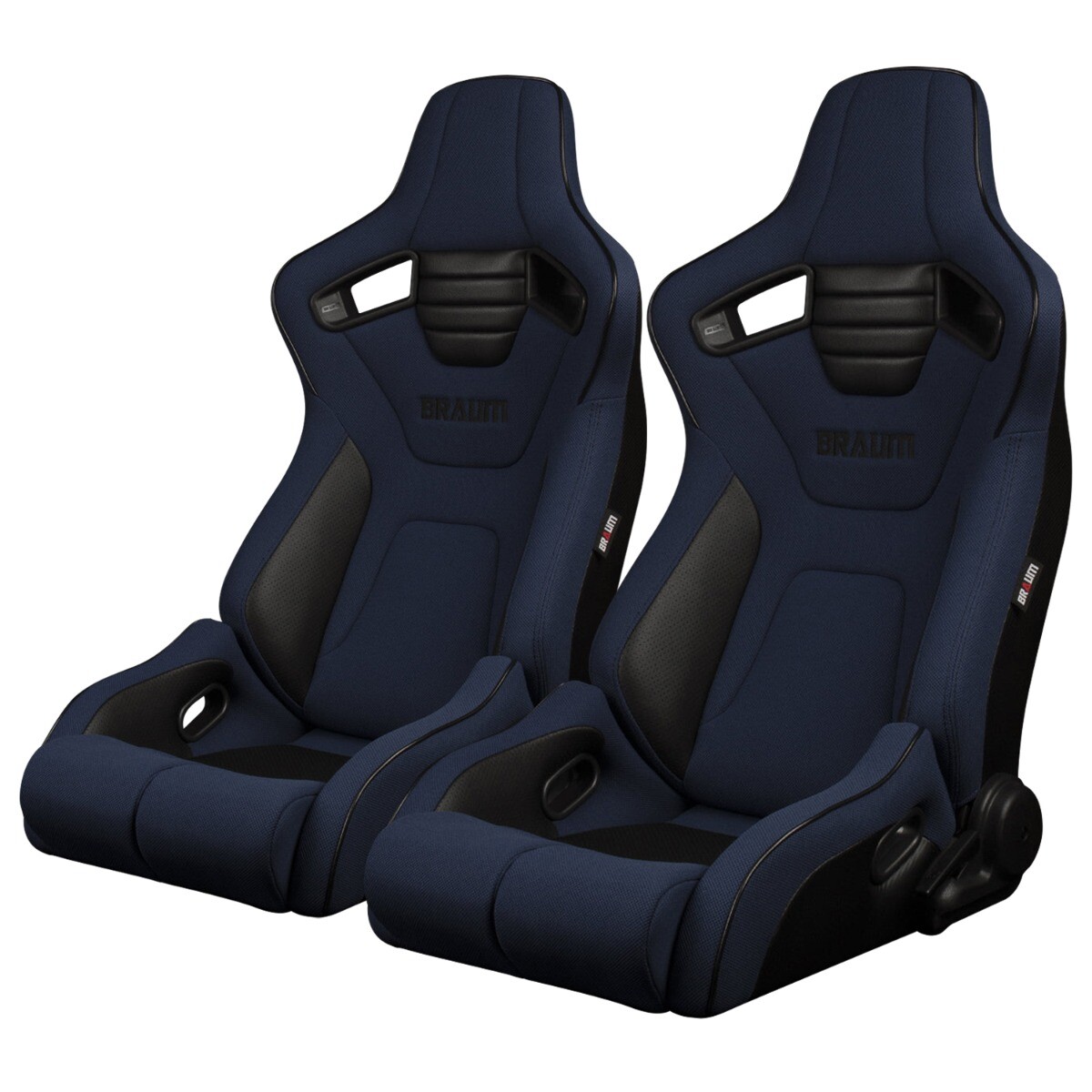 BRAUM Blue Cloth ELITE-R Racing Seats w/ Black Stitches & Piping BRR1R ...