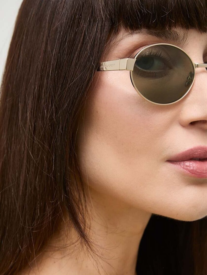 Saint Laurent Men Sunglasses Gold Green Oval SL692 003 BRAND NEW | eBay