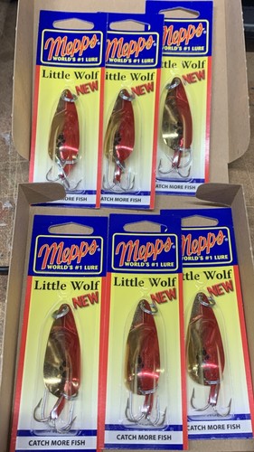 6PC Mepps Little Wolf 2/5oz Treble Hook Gold Red | eBay